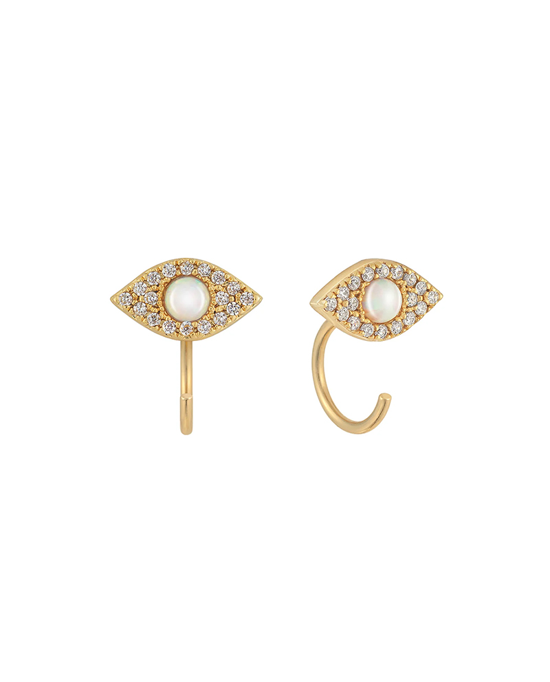【ARTE WHITE】J&CO. JEWELRY - Opal Evil Eye 惡魔之眼蛋白石C形耳環 | 誠品線上