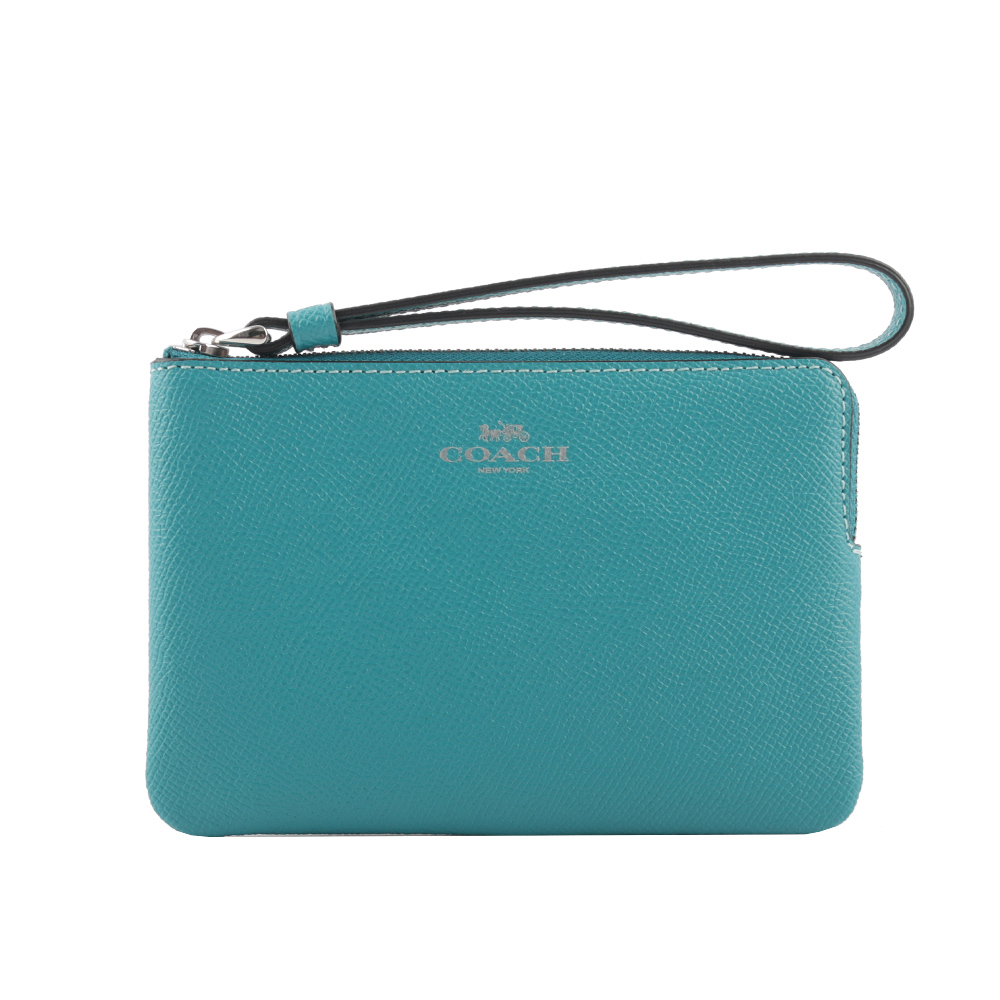 【COACH】L型皮革拉鍊手拿包(青色) 平行輸入 | 誠品線上