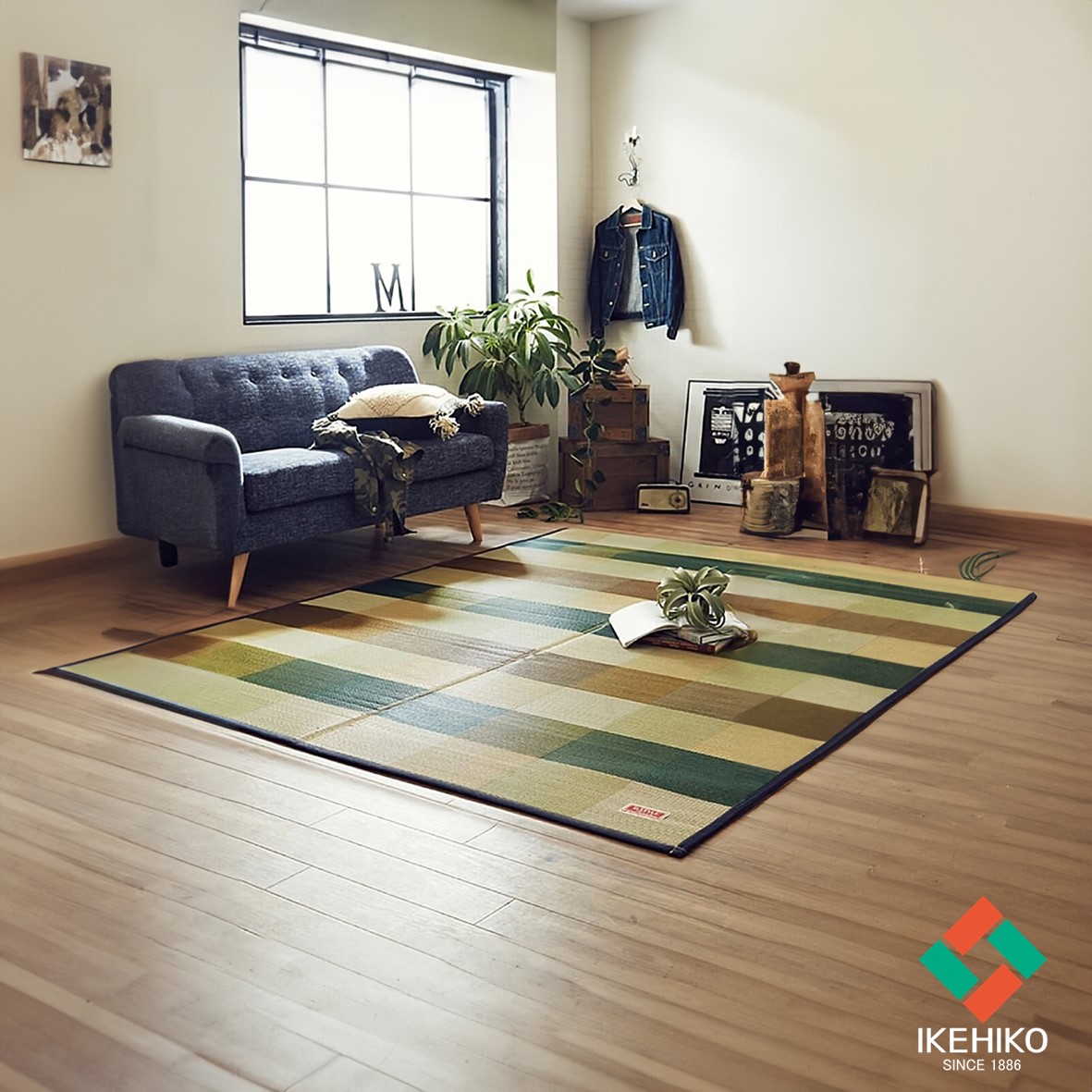 【IKEHIKO日本池彥】藺草地毯 (綠褐蕈菇) 191×191cm【ARDI】復古文青配色 vintage時尚 質感素雅好搭配 | 誠品線上