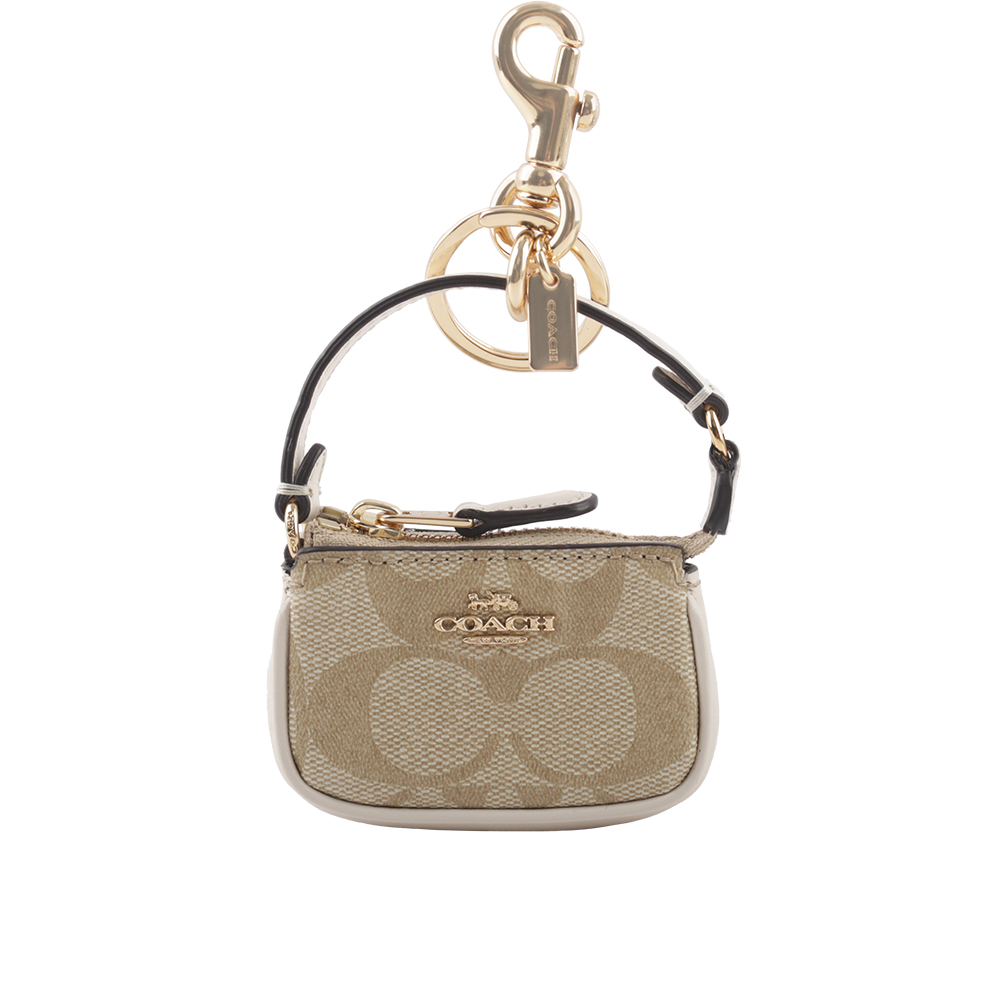 【COACH】Mini Nolita 手提包造型吊飾 鑰匙圈(淺卡其 白色) 平行輸入 | 誠品線上