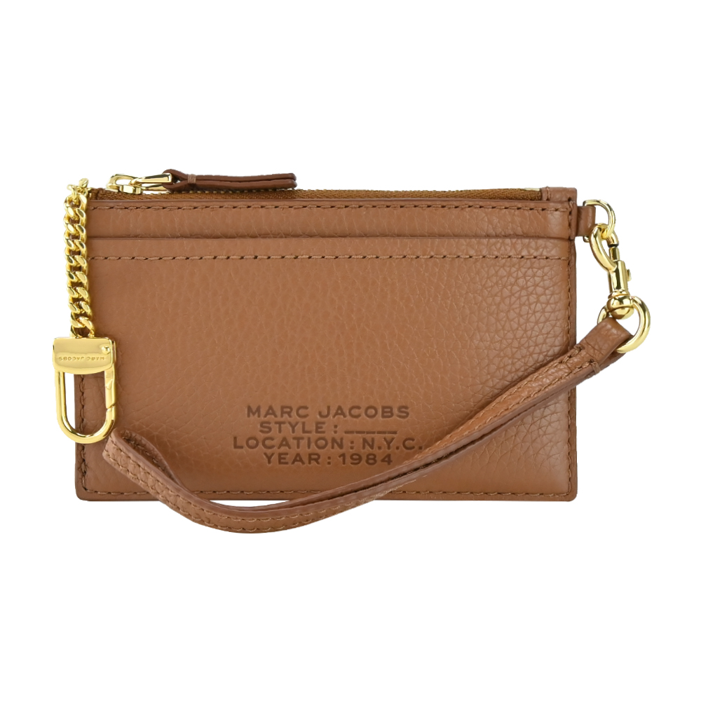 MARC JACOBS THE LEATHER ZIP壓印LOGO拉鍊鑰匙圈卡片夾 零錢包(多色選) 平行輸入 棕 | 誠品線上