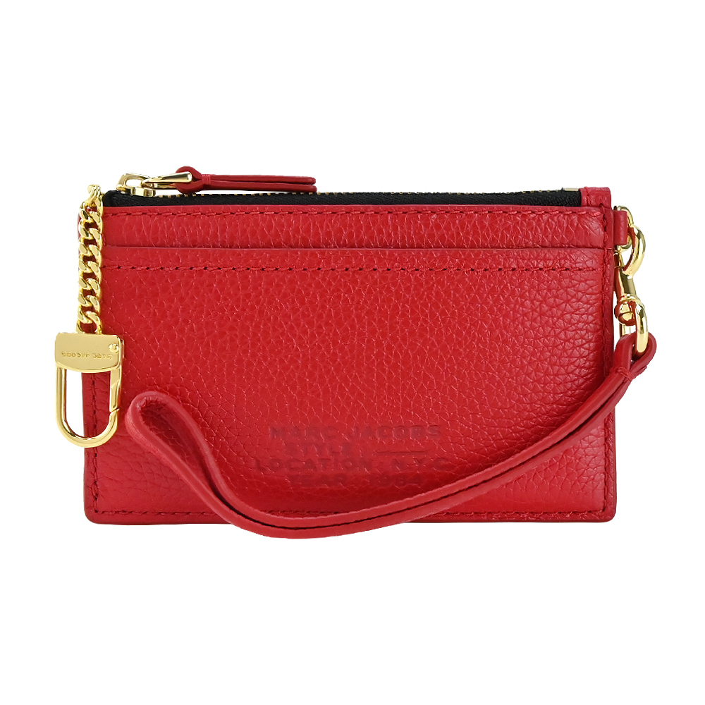MARC JACOBS THE LEATHER ZIP壓印LOGO拉鍊鑰匙圈卡片夾 零錢包(多色選) 平行輸入 紅 | 誠品線上