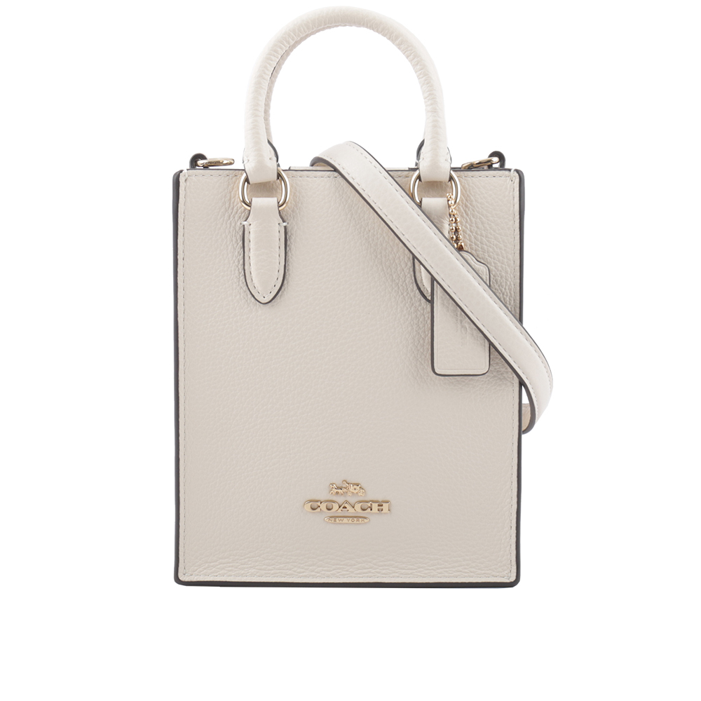 【COACH】金色Logo 荔枝皮革迷你二用琴譜包(白色) 平行輸入 | 誠品線上