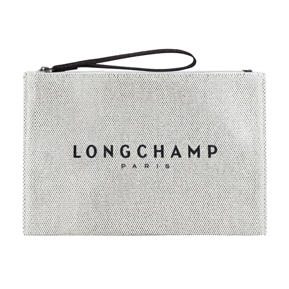 LONGCHAMP ESSENTIAL系列帆布LOGO字母手拿包(亞麻) 平行輸入 | 誠品線上