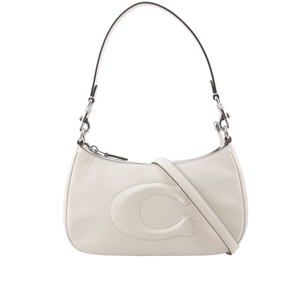 【COACH】Teri 銀釦縫線標誌平滑皮革二用包(白色) 平行輸入 | 誠品線上