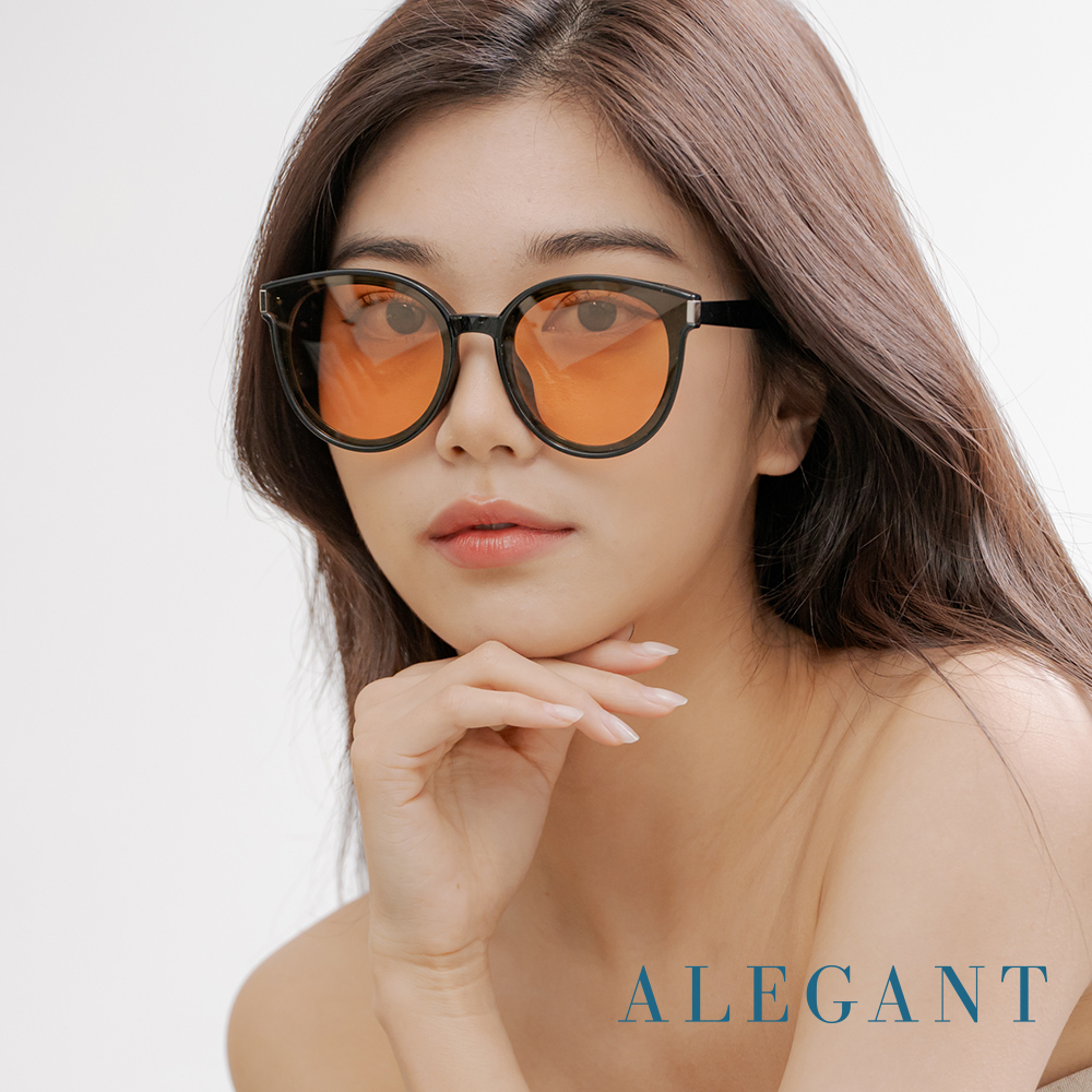 ALEGANT個性時尚TR90寶麗來偏光墨鏡 UV400圓框太陽眼鏡 林道橙 | 誠品線上