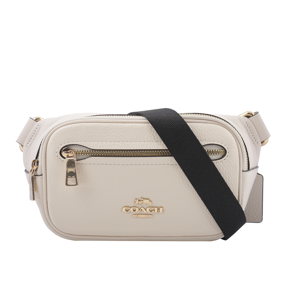 【COACH】金字馬車標誌荔枝皮革迷你腰包(白色) 平行輸入 | 誠品線上