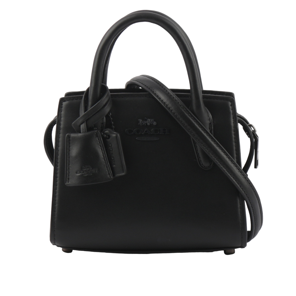 【COACH】Andrea 黑釦平滑小牛皮手提 斜背迷你二用包(黑色) 平行輸入 | 誠品線上