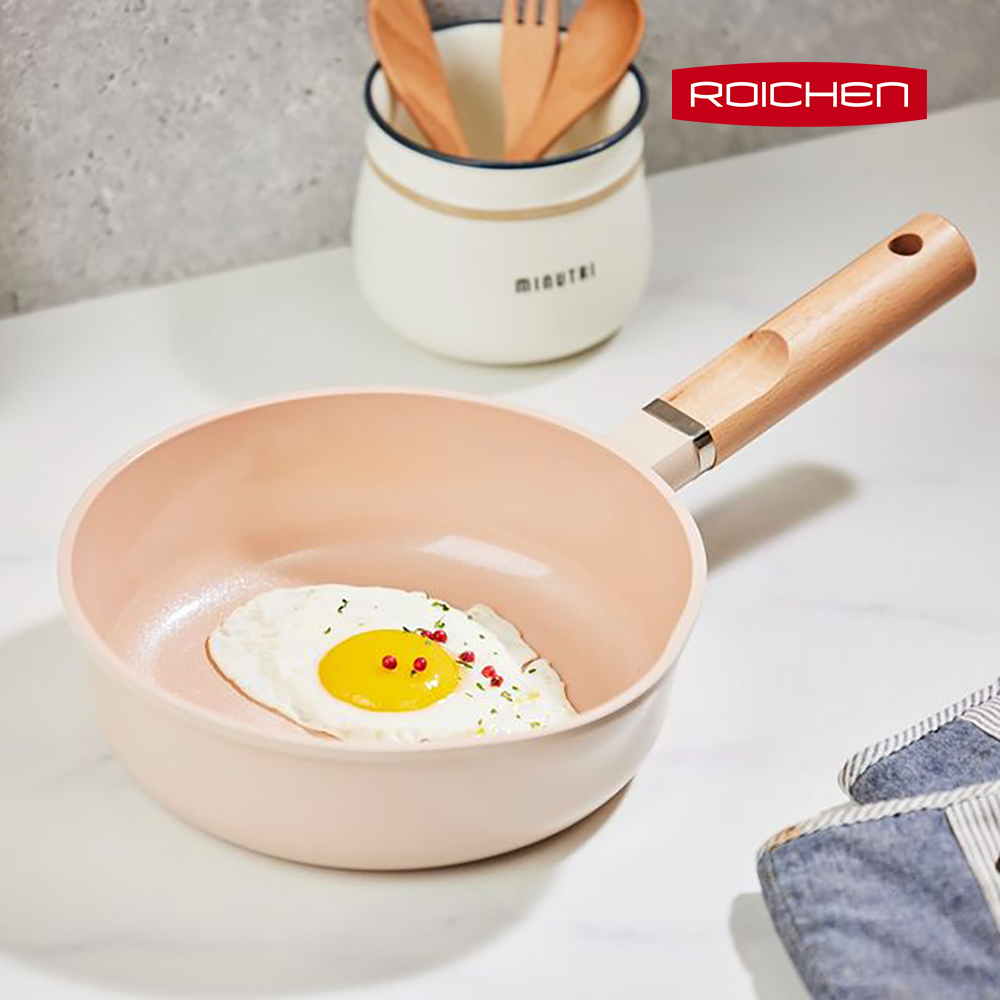 【韓國Roichen】抗菌陶瓷不沾深炒鍋 20cm 糖果粉 | 誠品線上