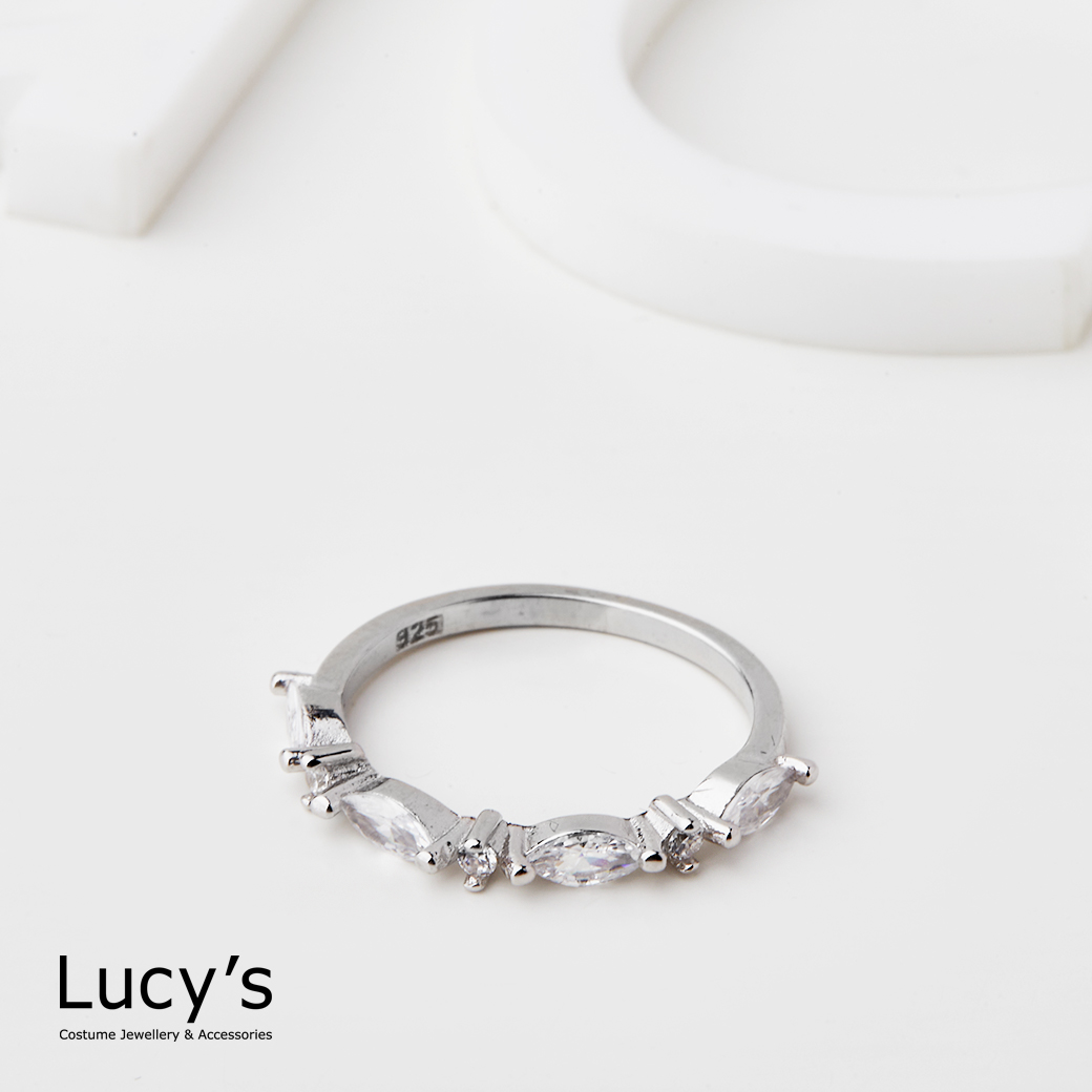 Lucy's 925純銀 氣質橢圓鑲鑽 戒指 (二色) (116381 116382 116385 116386) 銀 戒圍9 | 誠品線上
