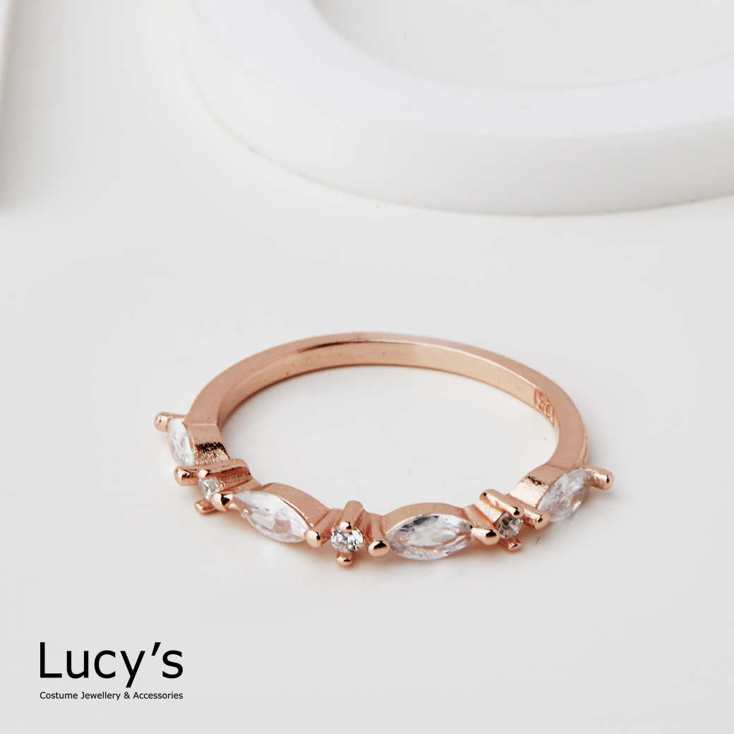 Lucy's 925純銀 氣質橢圓鑲鑽 戒指 (二色) (116381 116382 116385 116386) 玫金 戒圍11 | 誠品線上