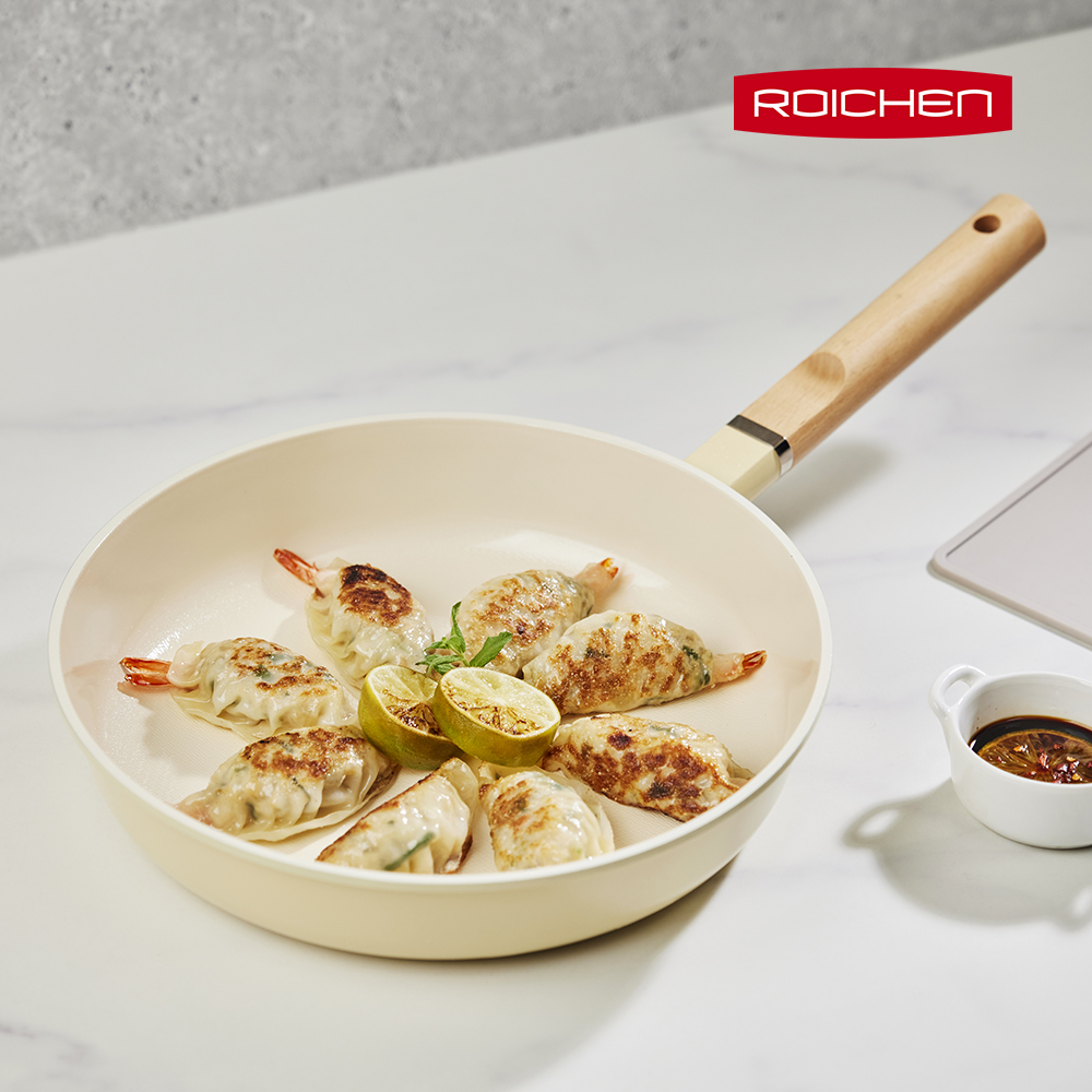 【韓國Roichen】抗菌陶瓷不沾平底鍋 28cm 萊姆米黃 | 誠品線上
