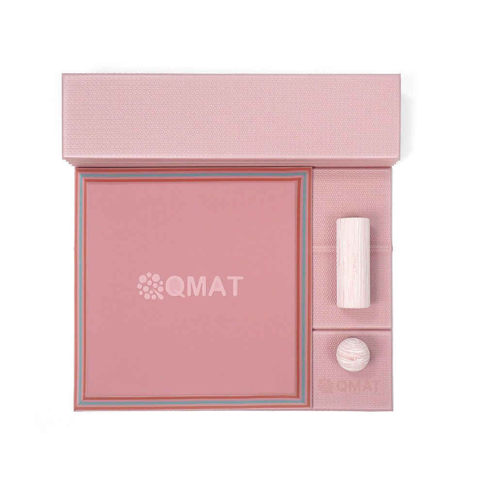 【QMAT】Y003粉色調 6mm折疊瑜珈墊(帆布拉鍊袋)+30mm超慢跑墊+MiNi柱組(小物網袋) | 誠品線上