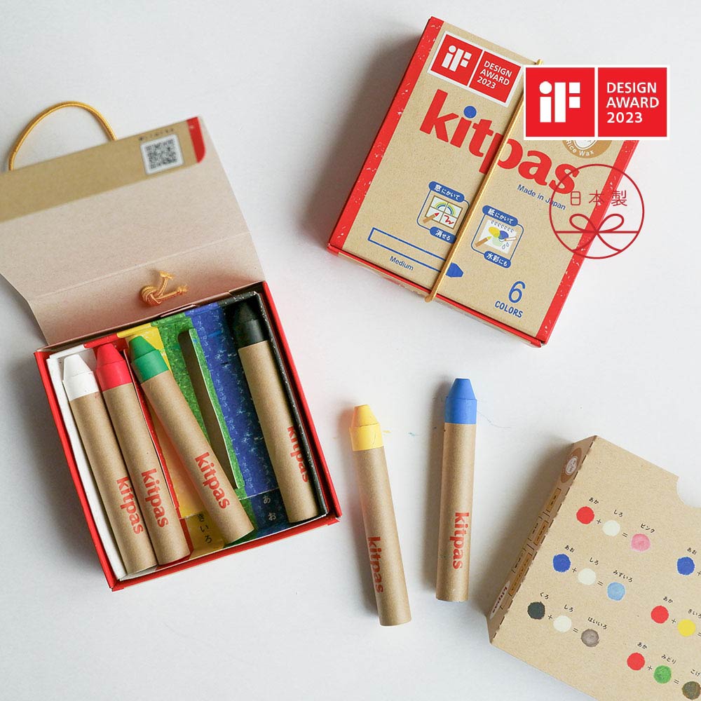 【kitpas】日本製環保無毒水洗米蠟筆-六支組 (2023 iF設計獎) | 誠品線上