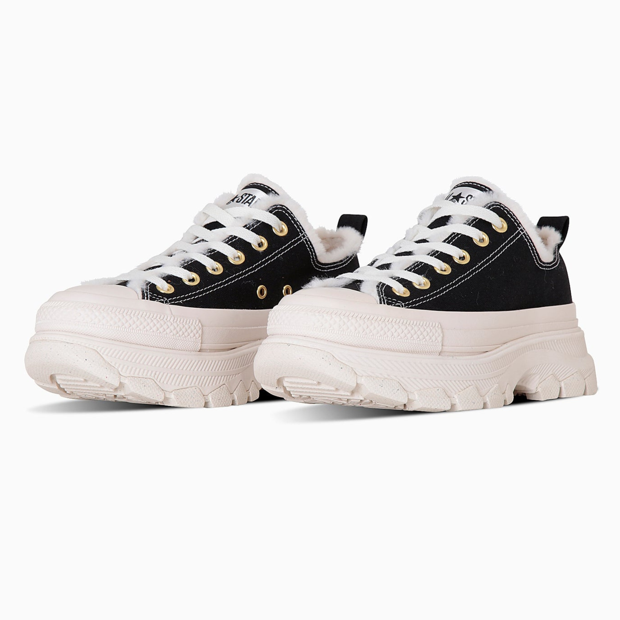 日本限定 Converse ALL STAR Ⓡ TREKWAVE BOA OX 低筒 絨毛 鋸齒厚底 黑色 25.5 cm | 誠品線上