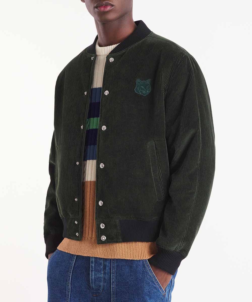 MAISON KITSUNÉ 遊騎兵綠變化狐狸頭燈芯絨泰迪外套_男 XL | 誠品線上
