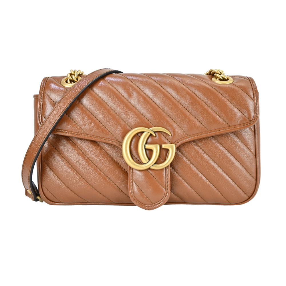 GUCCI GG Marmont 縫線牛皮小號肩背 斜背包(棕色) 平行輸入 | 誠品線上
