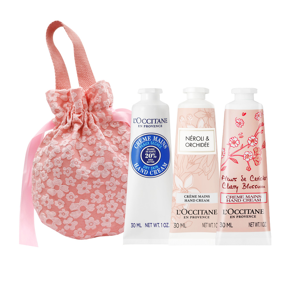 L'OCCITANE 歐舒丹 經典護手霜(30mlX3)禮袋組-新春祝福禮-公司貨 乳油木+橙花&蘭花+櫻花 | 誠品線上