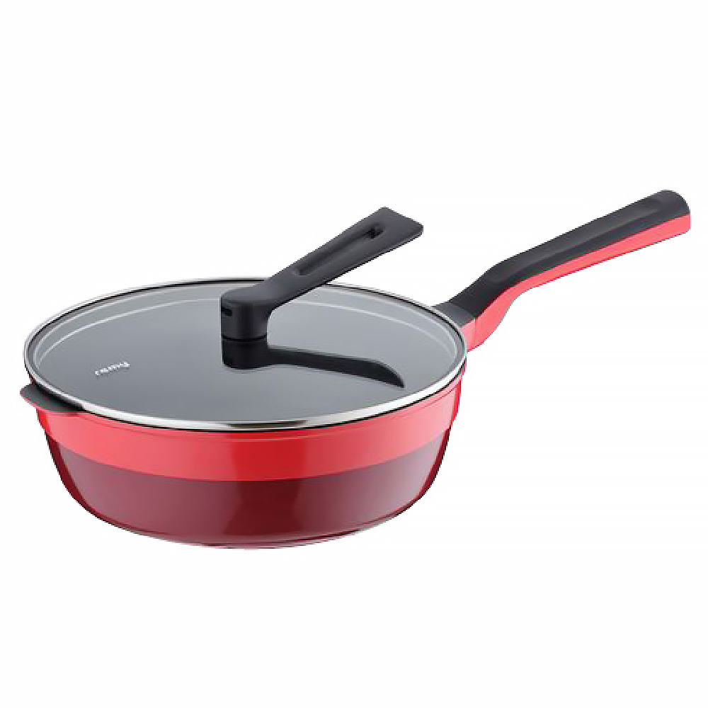 Remy日本進口Remy Pan plus多功能萬用不沾深炒鍋 24cm (含強化玻璃鍋蓋、IH 對應、3色可選) 高貴紅 | 誠品線上
