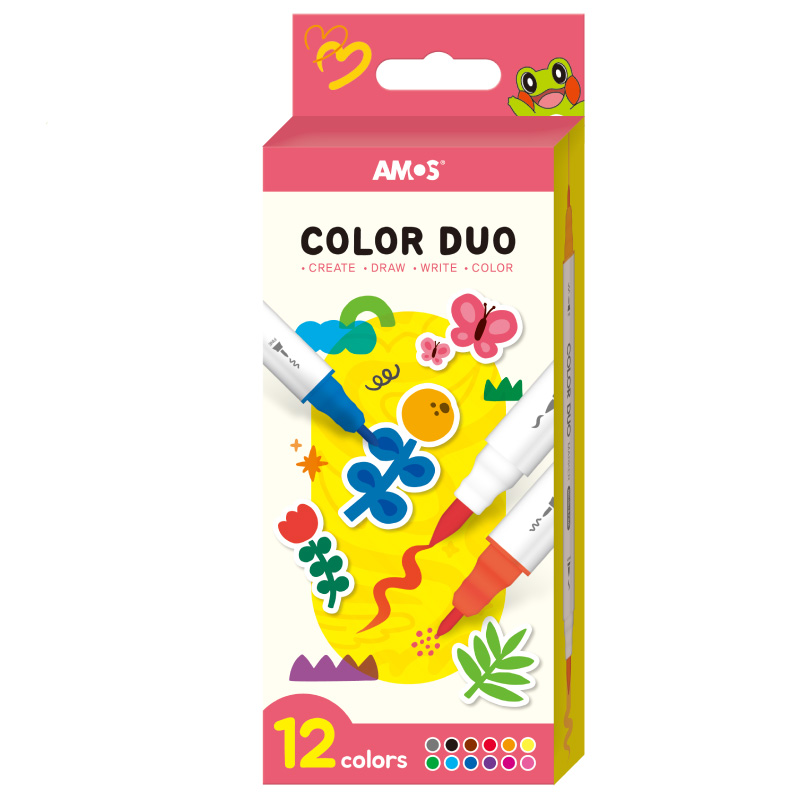 AMOS 12色可水洗雙頭彩色筆 | 誠品線上