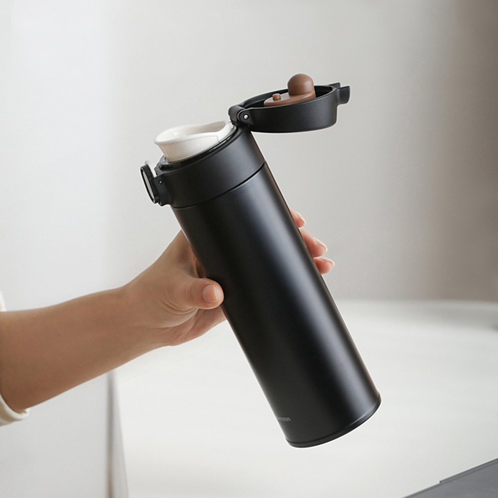 日本霜山 彈蓋式316不鏽鋼保冷保溫瓶-480ml 黑 | 誠品線上