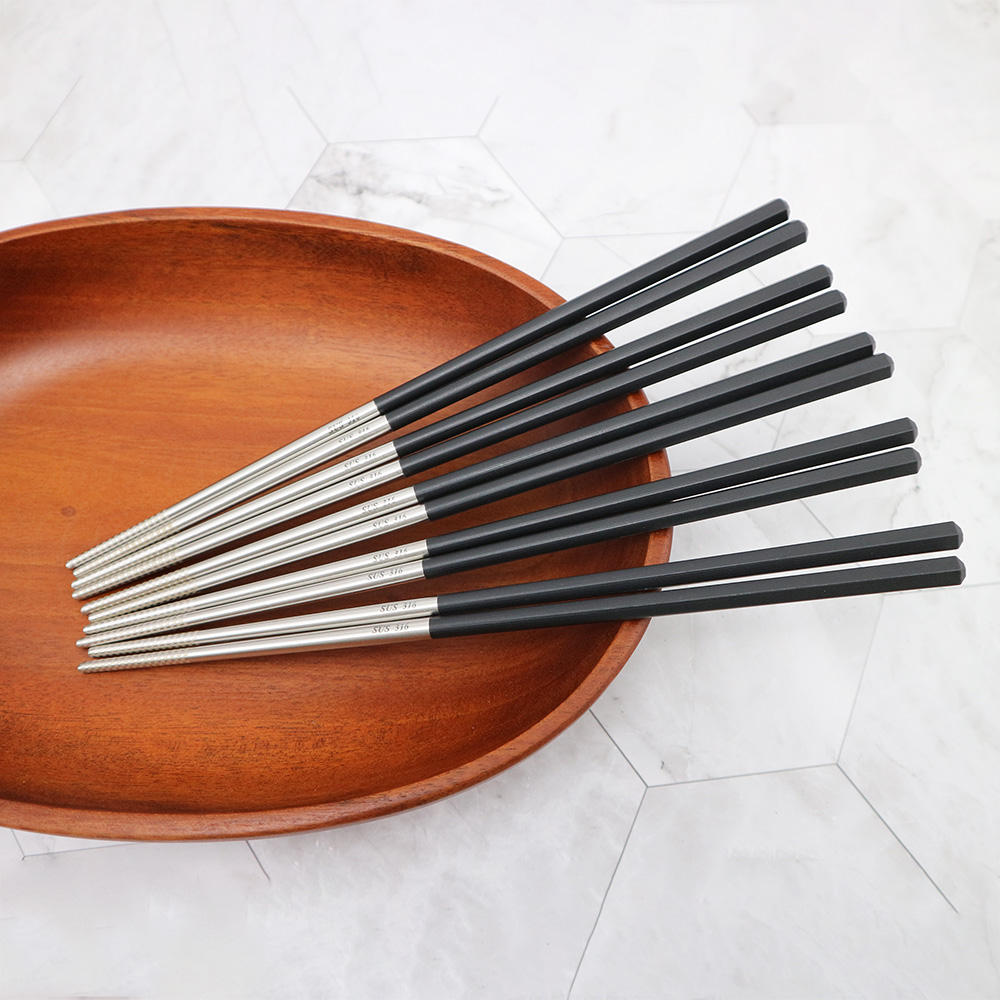 米雅可輕漾316不鏽鋼六角雙節筷-24cm-5雙入x2組 黑色 | 誠品線上