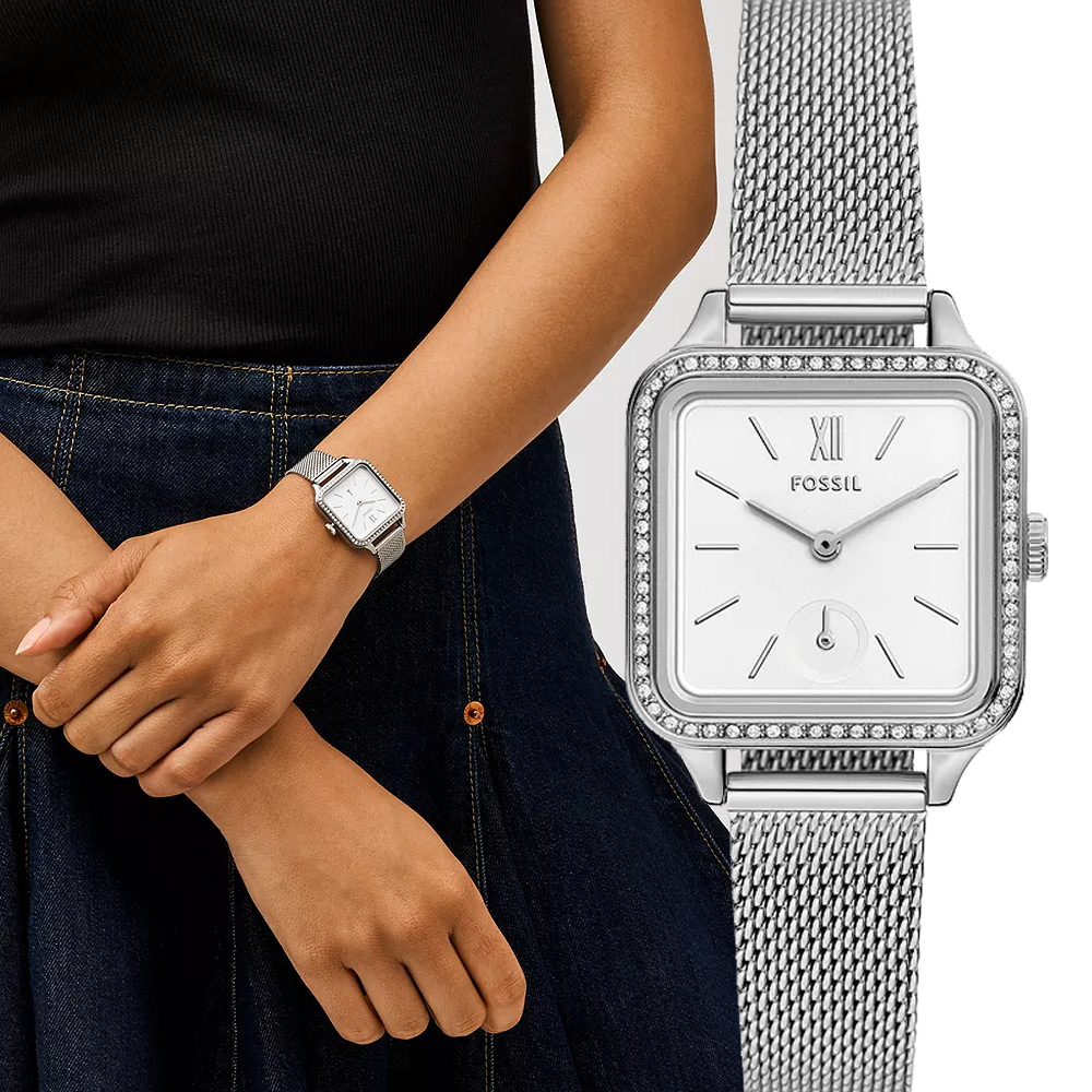 FOSSIL Colleen 晶鑽米蘭帶方形女錶-28mm BQ3970 | 誠品線上