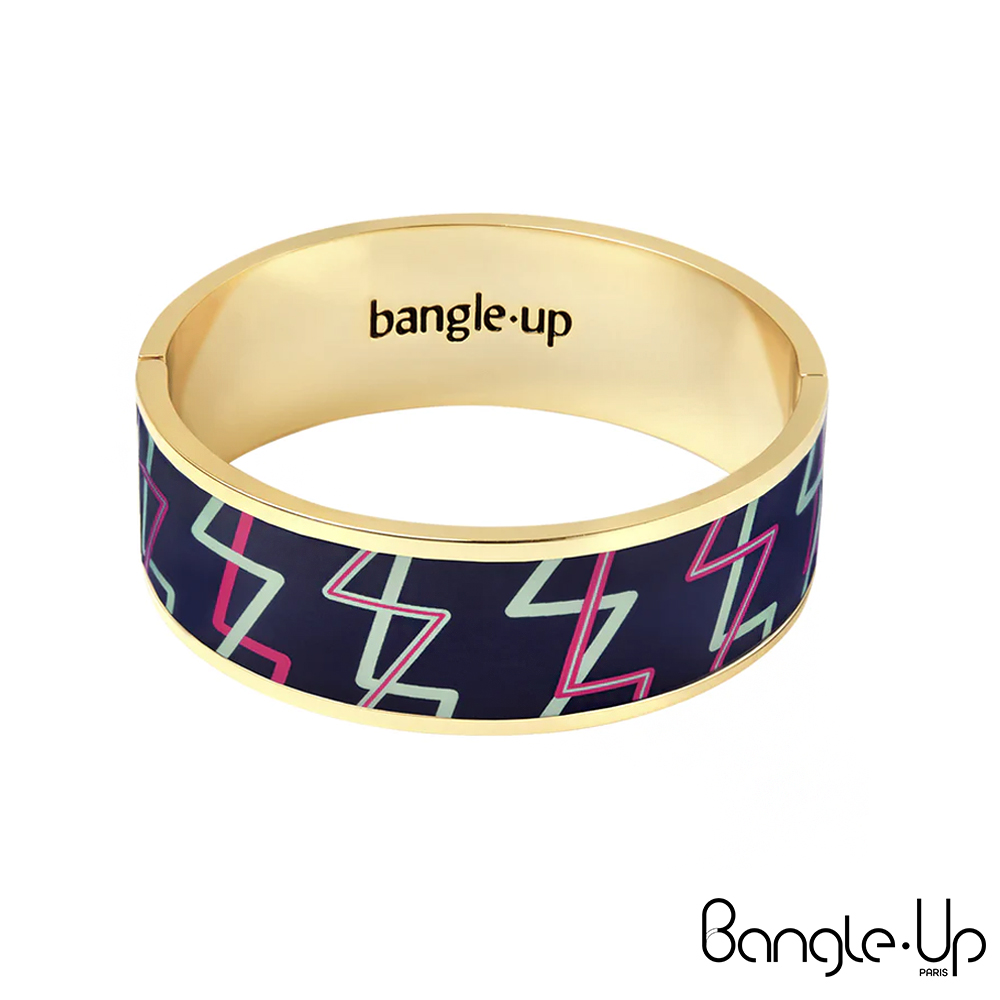 Bangle Up 閃電波紋琺瑯鍍金手環(深海藍) | 誠品線上