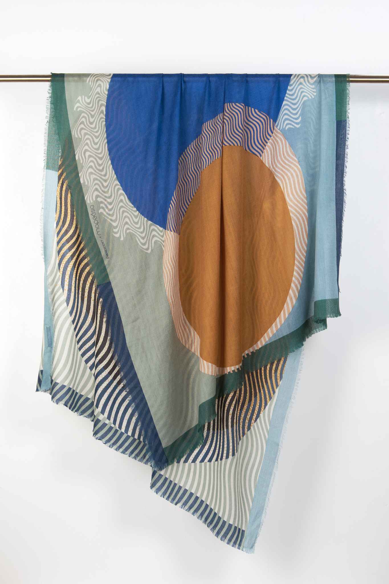 法國 Mapoésie 圍巾 H-ÉVANESCENT 藍橙 | 誠品線上