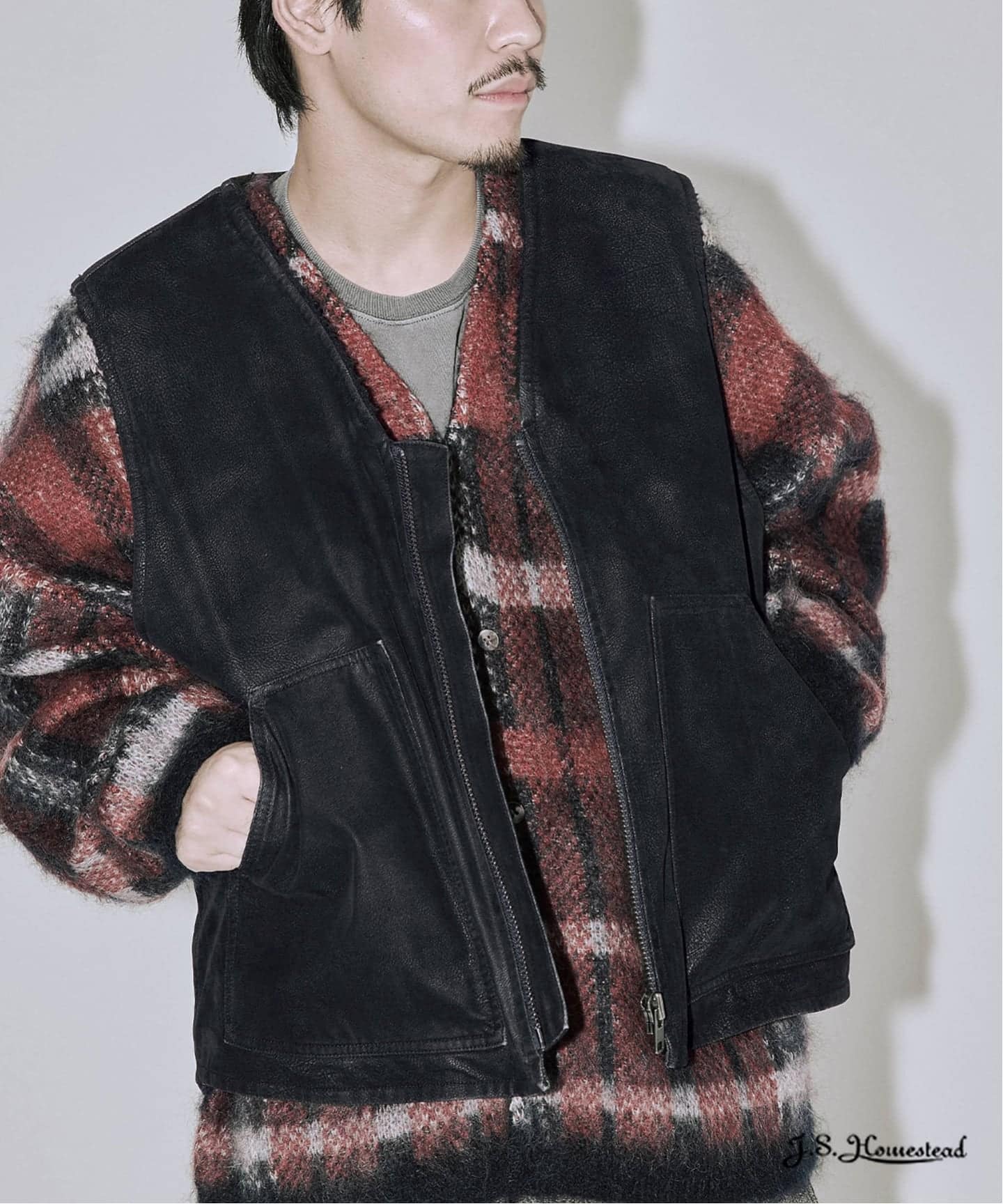 JS Flock Leather Zip Vest 外套 黑色(001) L | 誠品線上