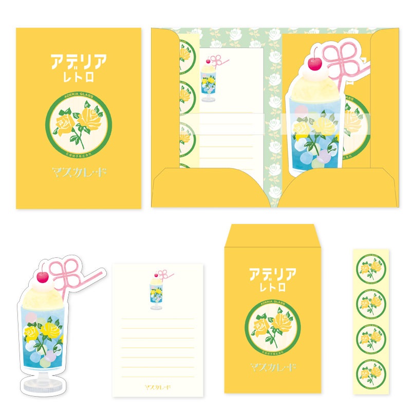 日本 RYU-RYU X ADERIA Retro信封信紙盒組 黃玫瑰 | 誠品線上