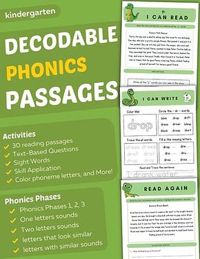 Title: Decodable Phonics Passages for Kindergarten: Improve Reading and ...